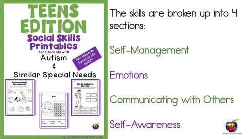 Teen's Edition Social Skills Activities and Printables for Students ...