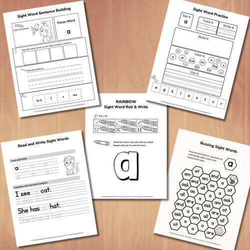 Sight Word Activities for "A" | Pre-Primer Sight Word | 5 Worksheet Pack
