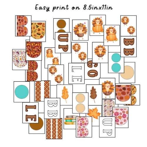 Thanksgiving Bulletin Board Kit, Turkey & Autumn Decor, Editable