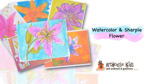 Spring Lily in Watercolor & Ink Art lesson by ArtHouse Kids | TPT