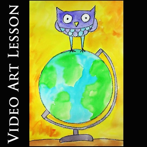 BACK TO SCHOOL OWL Easy Activity Art Lesson Directed Drawing & Painting ...