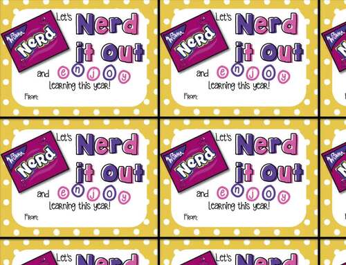 Nerds Candy Beginning of Year Gift Tag- Let's nerd it out and enjoy ...