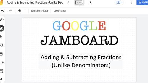 Adding & Subtracting Fractions (Unlike Denominators) - Google JamBoard ...