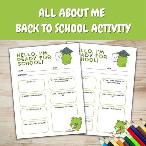 All About Me Craft Frog All About You Getting to Know You Back To ...