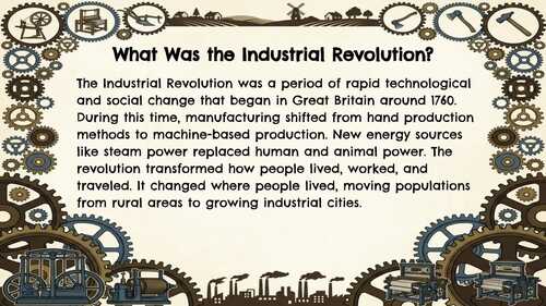 INDUSTRIAL REVOLUTION GALLERY WALK SCAVENGER HUNT History Activity ...