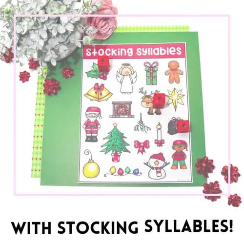Christmas Counting Syllables Literacy Activity - Christmas Syllables Center