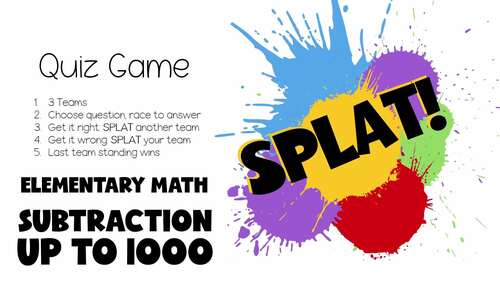 SPLAT! Subtract up to 1000 - Math Review Game - NO PREP Activity