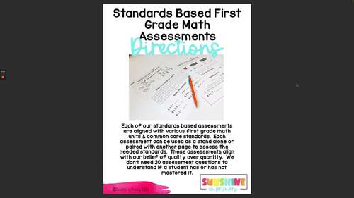 First Grade Math Standards Based Assessments | TPT