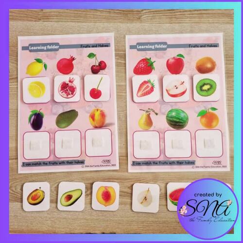 Fruits and their halves/Toddler Learning Folder/Busy Binder/Montessori ...