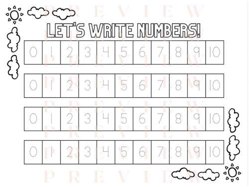 Let's Write Numbers! Bundle #1 Numbers 0-10 Handwriting Tracing Data ...