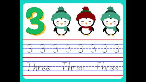 Winter Theme Numbers Handwriting Worksheets 1-10 to Trace & Count Numbers
