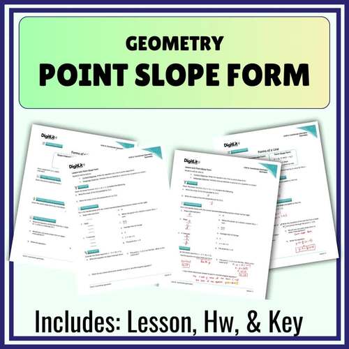 Point Slope Form Notes, Worksheets, & Homework | 9th-11th Grade Geometry