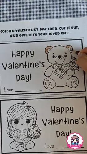 Valentine's Day Crafts | Happy V-Day Card | Coloring&Cut | February ...