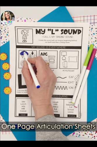 One Page Articulation Carryover Worksheets for Speech Therapy Homework