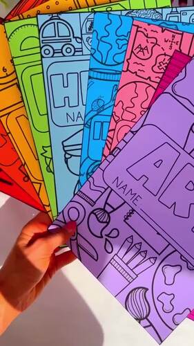 Book Covers I Back to School > Colouring Pages for First Day I EDITABLE