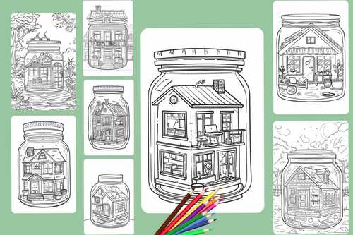 Miniature House in the Jar Coloring Pages by Digital Study | TPT