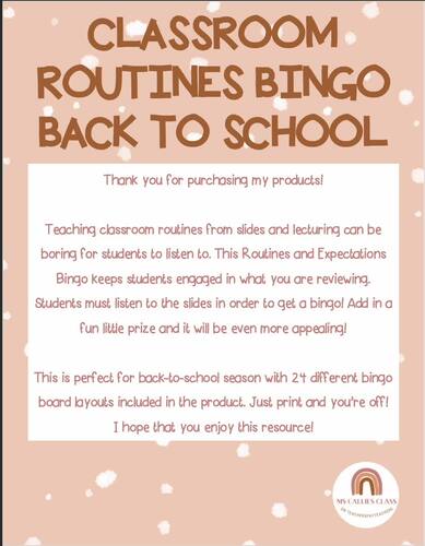 Back to School Classroom Routines and Expectations BINGO Boards | TPT
