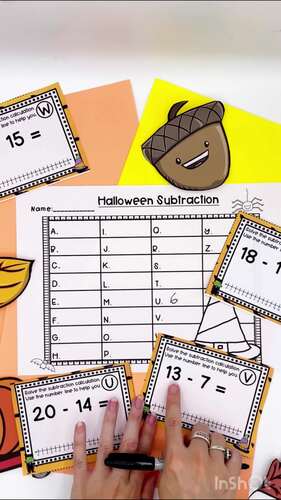 Halloween Math Subtraction with a number line Task Cards by Crayon Lane ...