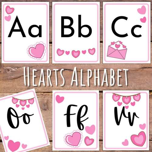 Valentine's Day Alphabet Letters Posters with Cursive & Regular Font ...