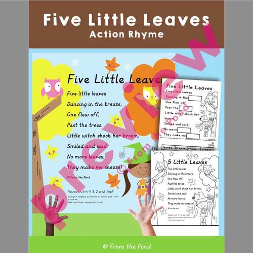 Halloween Rhyming Text and Activities | Five Little Leaves by From the Pond