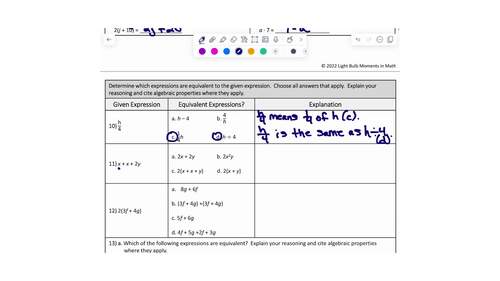 Equivalent Algebraic Expressions Guided Notes, Practice Worksheet ...