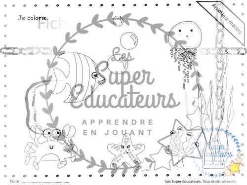 Fiches thématiques animaux marins - French sea animals worksheets