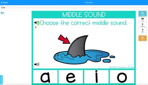CVC Middle Sounds / Short Vowel A E I O/ Boom Cards by Freckled in Kinder