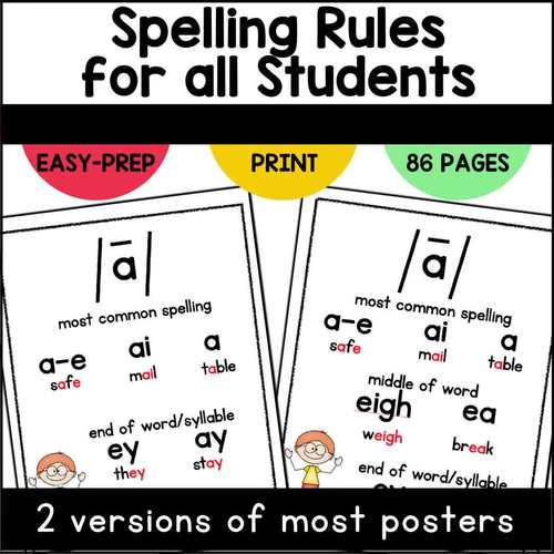 Spelling Rules for all Students by One Room Schoolhouse | TPT