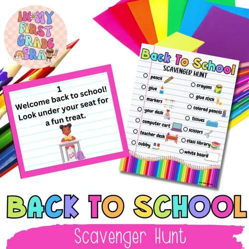 Back to School Scavenger Hunt- Low Prep, First Day, Classroom Community