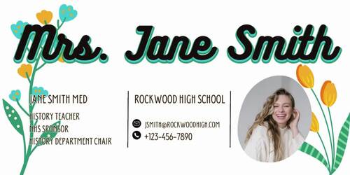 Customizable Canva Floral Photo Animated Teacher Email Signature Template