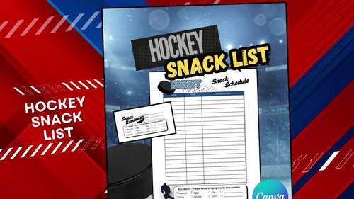 Editable HOCKEY Snack Schedule | Team Sign-Up Sheet Template | Game Day ...