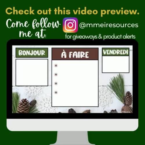 French Daily Slides | December | Winter, Holidays, Christmas | NO PREP