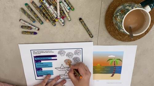 Unplugged coding and crafting Summer and sea themed algorithm activities