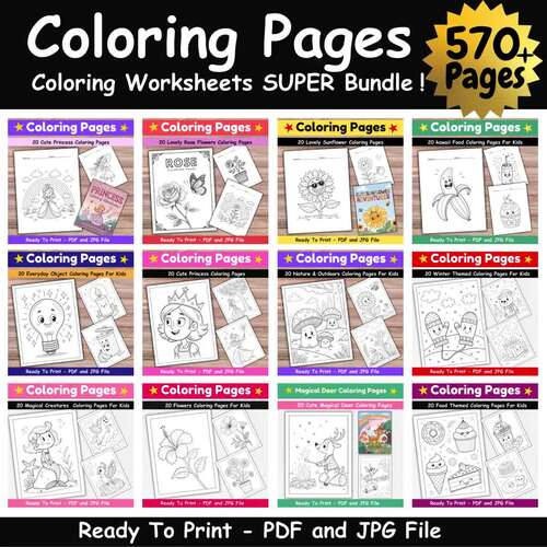 Coloring Pages SUPER Bundle! Seasonal Coloring Worksheets Bundle, 570 ...