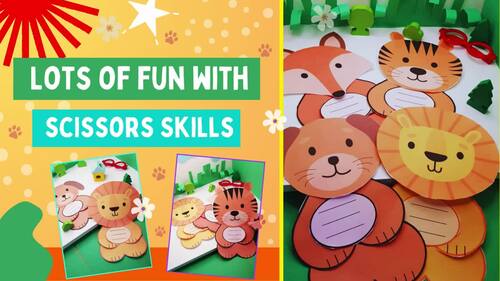 Scissor Skills 2D Shape and Cutting Practice Crafts - Cute Animals