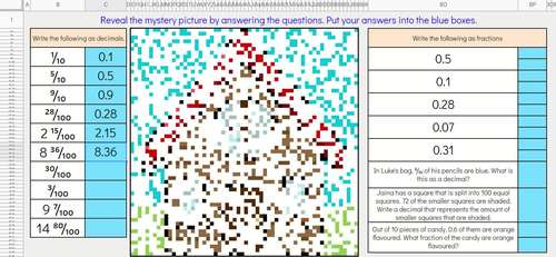 Digital Math Pixel Art Mystery Picture 4th Grade TEKS 4.2.G - Decimals