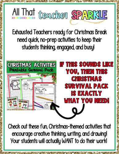 Fun Christmas Activities for 3rd 4th 5th grade - Holiday Creative Thinking
