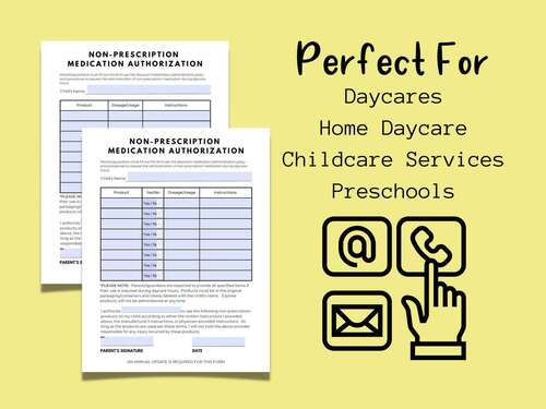 Non Prescription Medication Authorization Form For Daycares | TPT