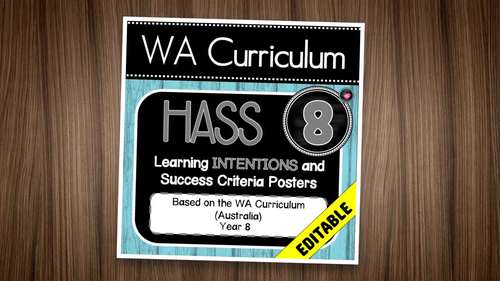 WA HASS Year 8 Learning INTENTIONS/GOALS Posters & Success Criteria ...