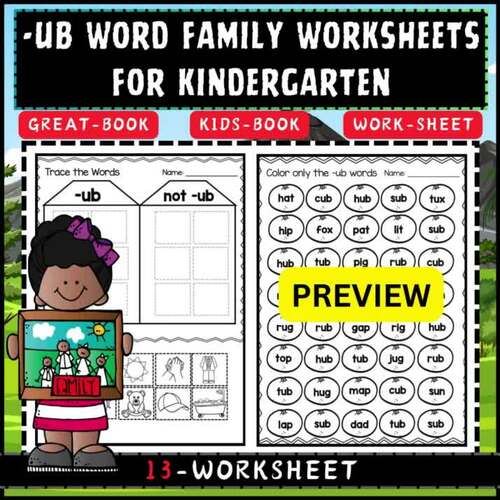 -Ub Word Family Workbook For Kids Kindergarten by Lib Anatomy school