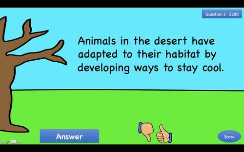 Domain 8 Animals & Habitats - CKLA - Listening & Learning Jeopardy Game