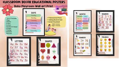 BOHO Classroom Decor Educational Wall Art Posters | Montessori Toddler ...