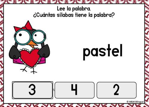Valentine's Day - Syllables Boom Cards | SPANISH by MM Bilingual