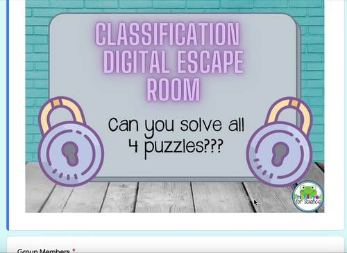 Classification Digital Escape Room by Brighteyed for Science | TPT