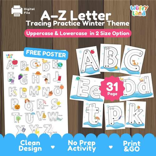 A–Z Winter Letter Tracing Practice | Uppercase & Lowercase Alphabet ...