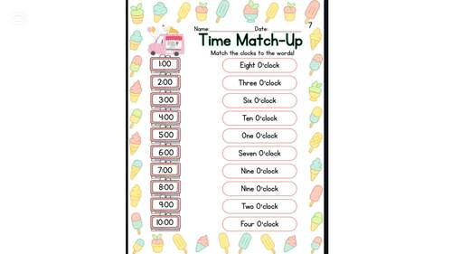 Summer Time Fun Pack – Telling Time to the Hour & Half Hour | Grade 1 ...