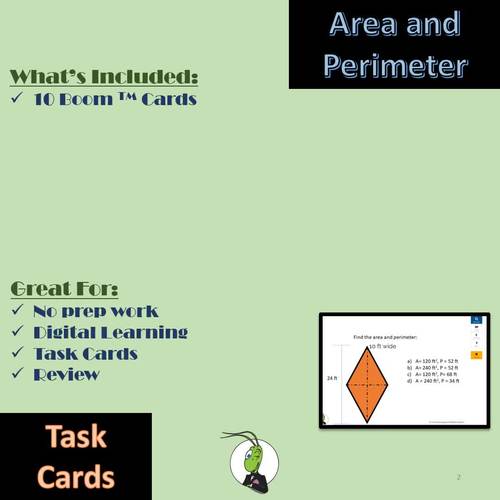 Area and Perimeter BOOM Task Cards Problems Geometry Self Grading