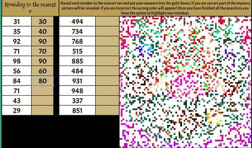 Rounding to the nearest 10 Christmas Holiday Math Pixel Art | TPT