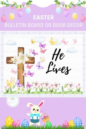 Easter Bulletin Board Door Decor Christian He is Risen Spring April ...