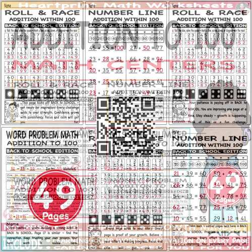 First Grade Math Centers Addition to 100 | printable number line to 100 ...